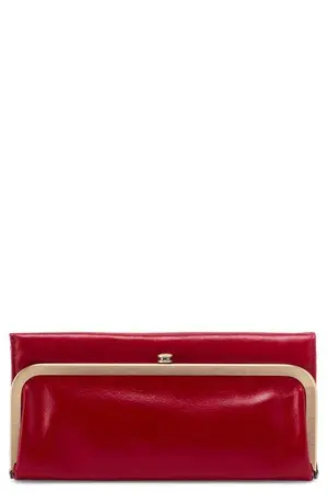 Hobo Rachel Leather Frame Wallet Crimson
