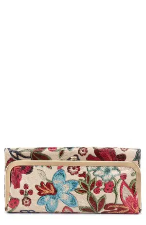 Hobo Rachel Leather Frame Wallet Floral Stitch