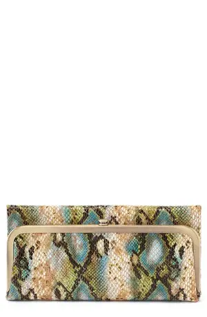 Hobo Rachel Leather Frame Wallet Garden Snake