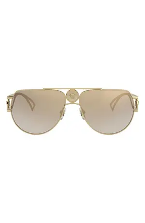 Versace Versace 60mm Aviator Sunglasses Brown Mirrored Gold Gradient