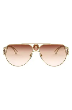 Versace Versace 60mm Aviator Sunglasses Gold/ Orange Gradient Brown