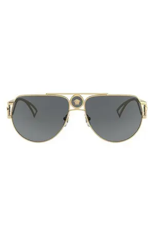 Versace 60mm Aviator Sunglasses - Gold/grey