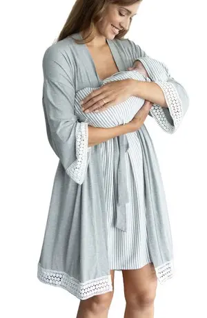 ANGEL MATERNITY Nursing/maternity Dress - Grey/white