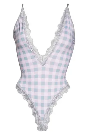 COQUETTE Strappy Back Gingham Teddy