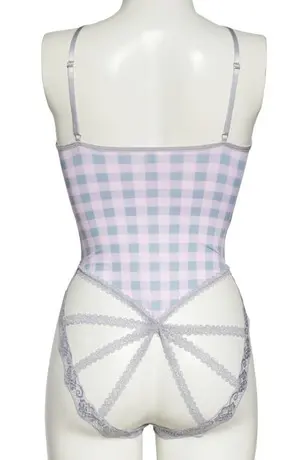 COQUETTE Strappy Back Gingham Teddy