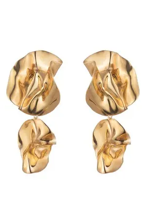STERLING KING Fold Drop Earrings - Gold