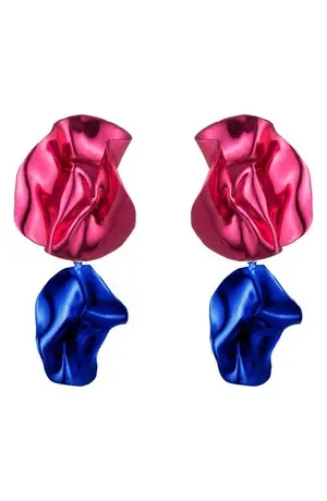STERLING KING Flashback Fold Drop Earrings - Fuchsia - Cobalt
