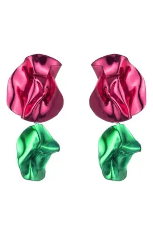 STERLING KING Sterling King Flashback Fold Drop Earrings Fuchsia - Emerald