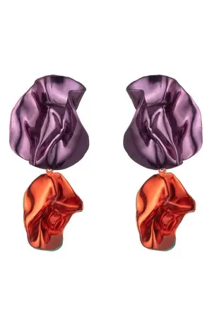 STERLING KING Sterling King Flashback Fold Drop Earrings Violet - Ruby
