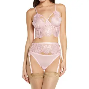 COQUETTE Lace Longline Underwire Bra - Pink