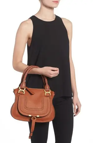 Chloé Small Marcie Leather Satchel - Tan