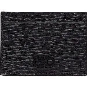 FERRAGAMO Revival Leather Card Case - Nero/dark Rain