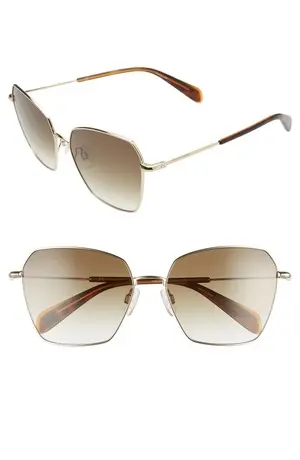 Rag & Bone Rag & Bone Irregular Square Frame Sunglasses Gold/ Grey Green