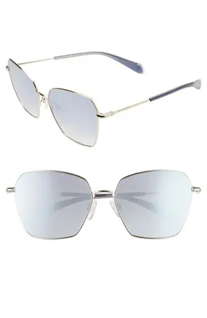 Rag & Bone Rag & Bone Irregular Square Frame Sunglasses Light Gold/ Blue