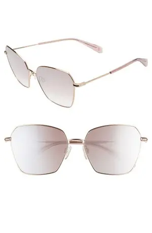 Rag & Bone Rag & Bone Irregular Square Frame Sunglasses Red Gold/ Brown