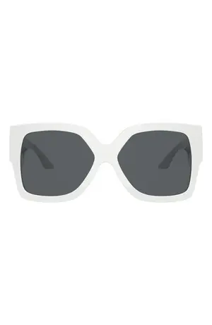 Versace 59mm Rectangle Sunglasses White/ Dark Grey