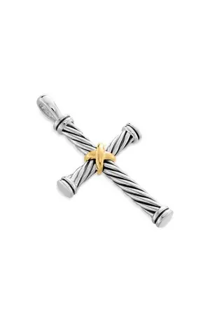 David Yurman Cable Cross Pendant With 18k Gold - Silver