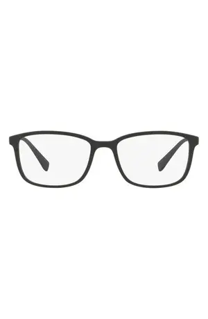 Prada 55mm Rectangular Eyeglasses - Black Rubber