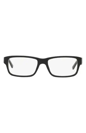 Prada Prada 55mm Rectangular Eyeglasses Shiny Black
