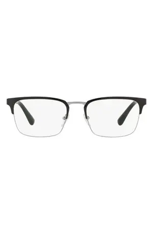 Prada 55mm Rectangle Eyeglasses - Black/ Gunmetal