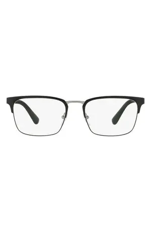 Prada Prada 55mm Rectangle Eyeglasses Matte Black