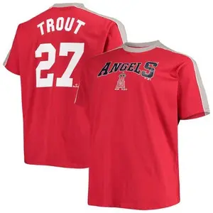 Profile Mike Trout /silver Los Angeles Angels Big & Tall Fashion Piping Player T-shirt - Red