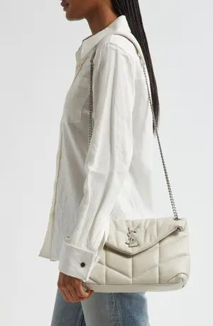 Saint Laurent Small Lou Puffer Bag - Crema Soft