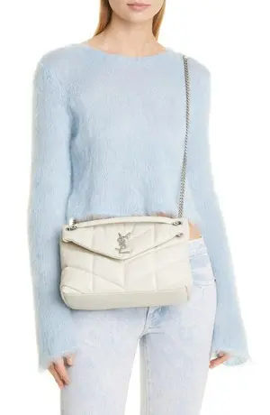 Saint Laurent Small Lou Puffer Bag - Crema Soft