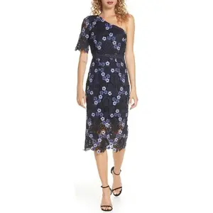 CHI CHI LONDON Lenka One-shoulder Crochet Lace Midi Dress