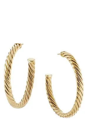 David Yurman Sculpted Cable Hoop Earrings - Yellow Gold