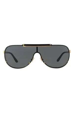 Versace 40mm Shield Sunglasses Black/gold/black Solid