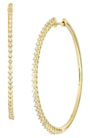 Bony Levy Bony Levy 18K White Gold Diamond Hoop Earrings Yellow Gold/ Diamond