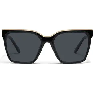 Quay Level Up 60mm Square Sunglasses - Black Gold/smoke
