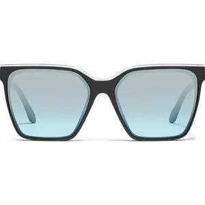 Quay QUAY Level Up 60mm Square Sunglasses Black/silver Turquoise Flash