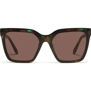 Quay Level Up 60mm Square Sunglasses - Dappled Green Tort/ Brown