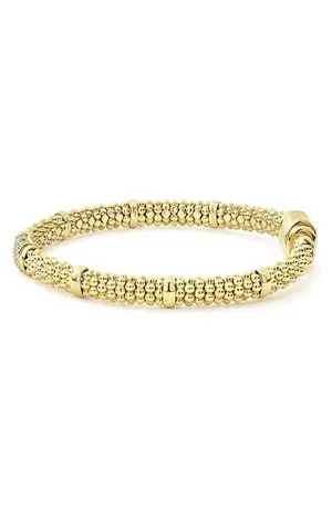 Lagos 18k Gold Diamond Caviar Beaded Bracelet