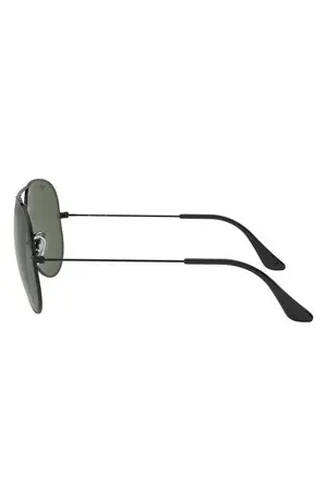 Ray-ban 62mm Aviator Sunglasses - Black/ Green Solid