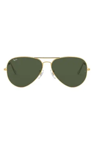 Ray-ban Ray-Ban 62mm Aviator Sunglasses Gold/ Green Solid