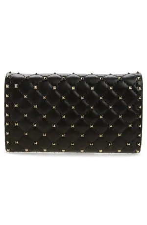 Valentino Garavani Rockstud Matelassé Quilted Leather Crossbody Bag - Black