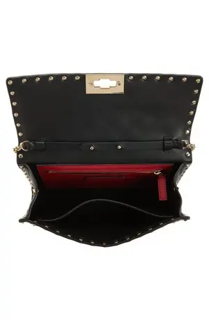 Valentino Garavani Rockstud Matelassé Quilted Leather Crossbody Bag - Black