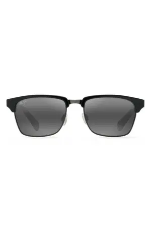 Maui Jim Rectangular Sunglasses - Black Gloss/pewter
