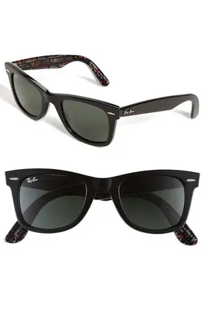 Ray-ban Ray-Ban 50mm Wayfarer Sunglasses Black/ Texture/ Solid Green
