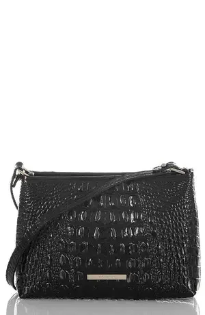 Brahmin Lorelei Croc Embossed Leather Shoulder Bag - Black