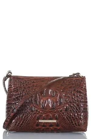 Brahmin Lorelei Croc Embossed Leather Shoulder Bag - Pecan
