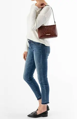Brahmin Lorelei Croc Embossed Leather Shoulder Bag - Pecan