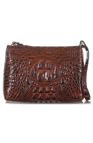 Brahmin Lorelei Croc Embossed Leather Shoulder Bag - Pecan