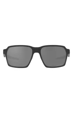 Oakley 58mm Polarized Rectangle Sunglasses - Matte Black/prizm Black