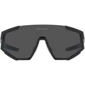 Prada 39mm Shield Sunglasses - Black Rubber/dark Grey
