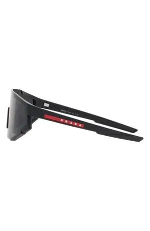 Prada 39mm Shield Sunglasses - Black Rubber/dark Grey