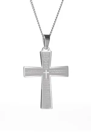 BROOK & YORK Lord's Prayer Cross Pendant Necklace - Silver